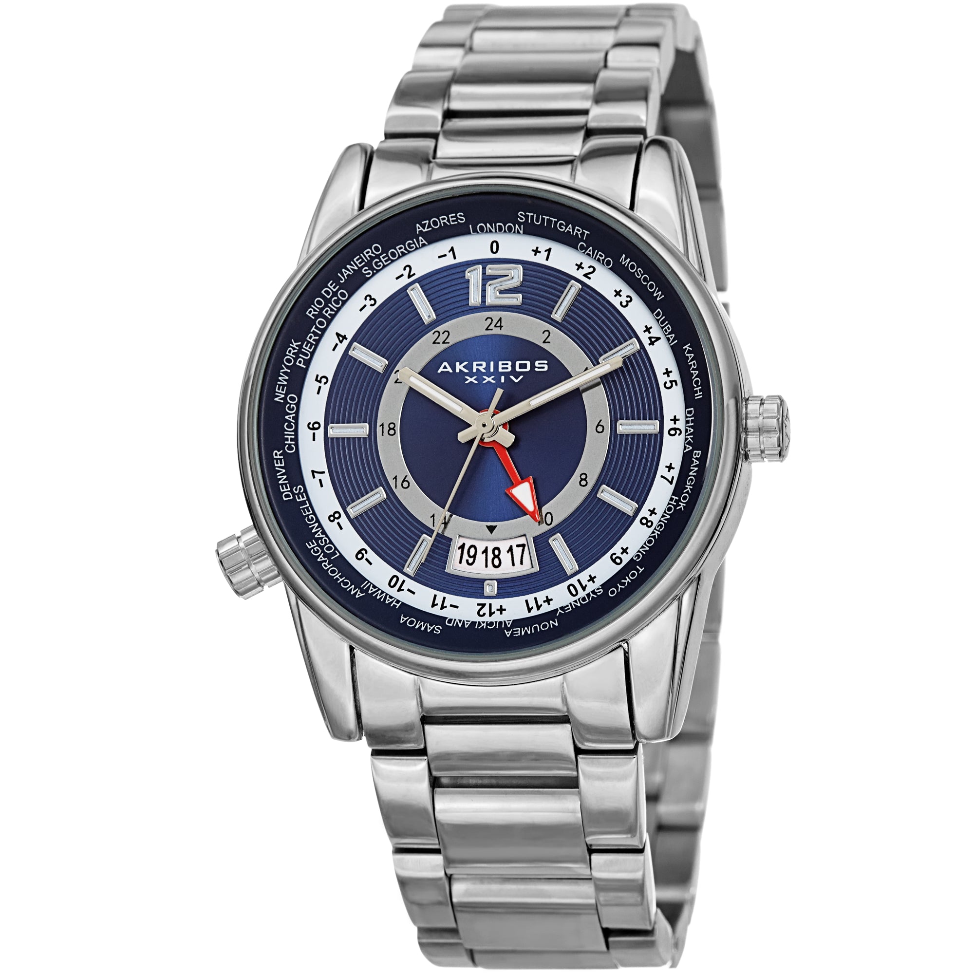World Time Silver Tone/Stainless Steel | Blue Dial – Watch Gang