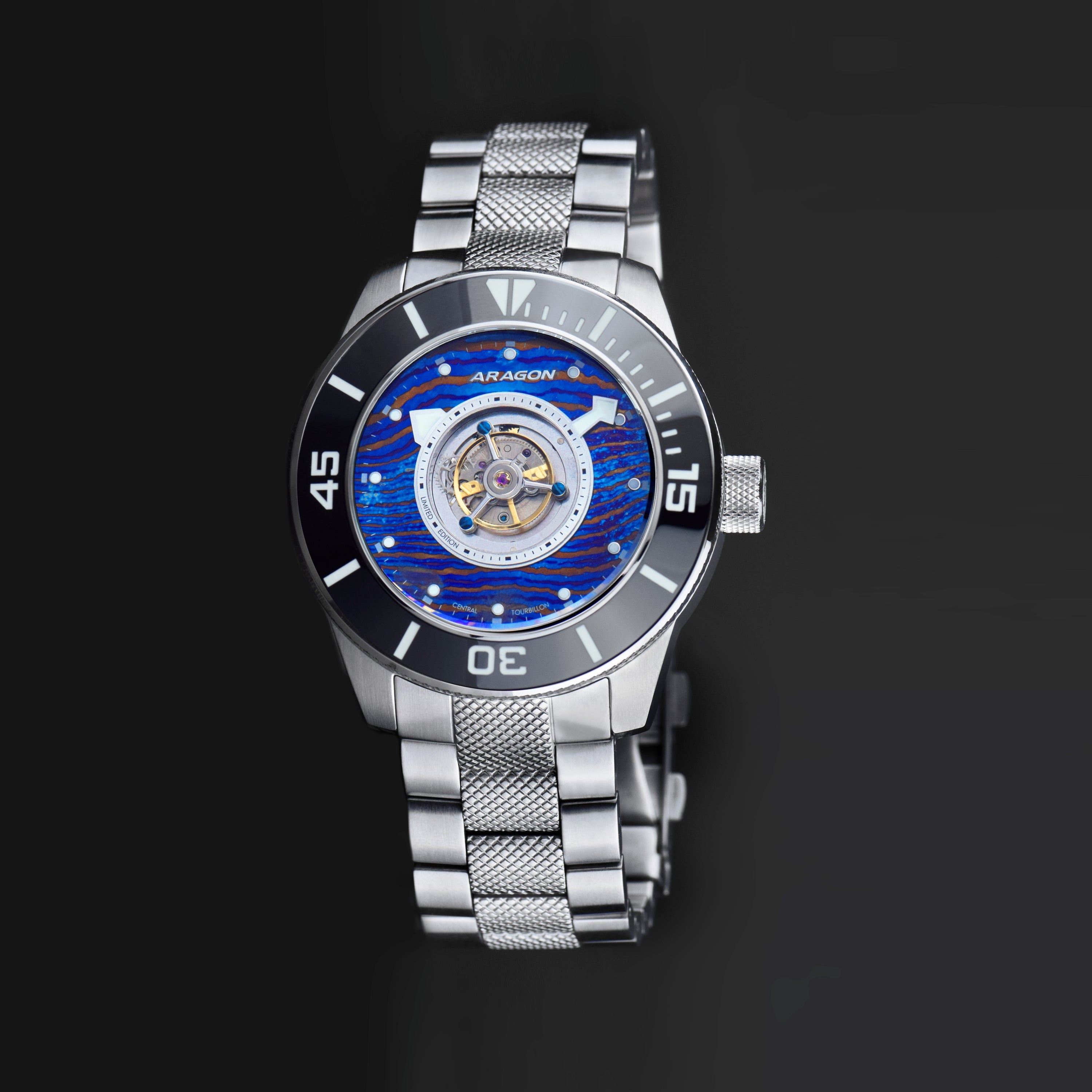 Divemaster Central Tourbillon Automatic 45mm - Heat Treated Damascus D ...