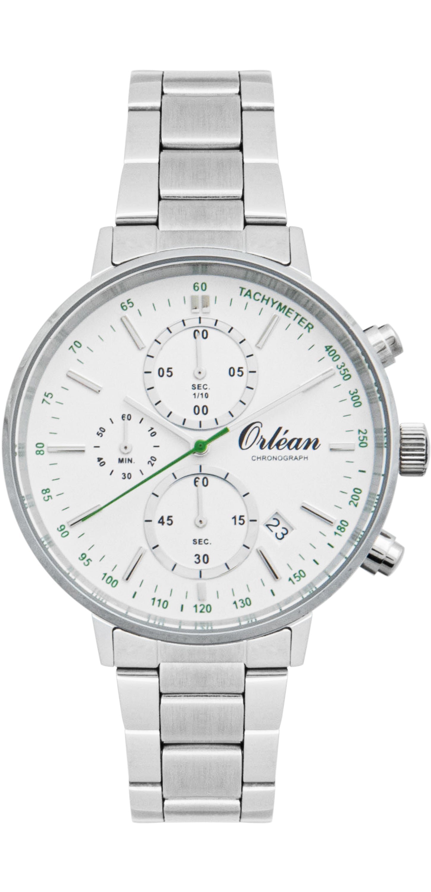 Orlean 40mm Steel Chronograph Silver | White | ME3510 – Watch Gang