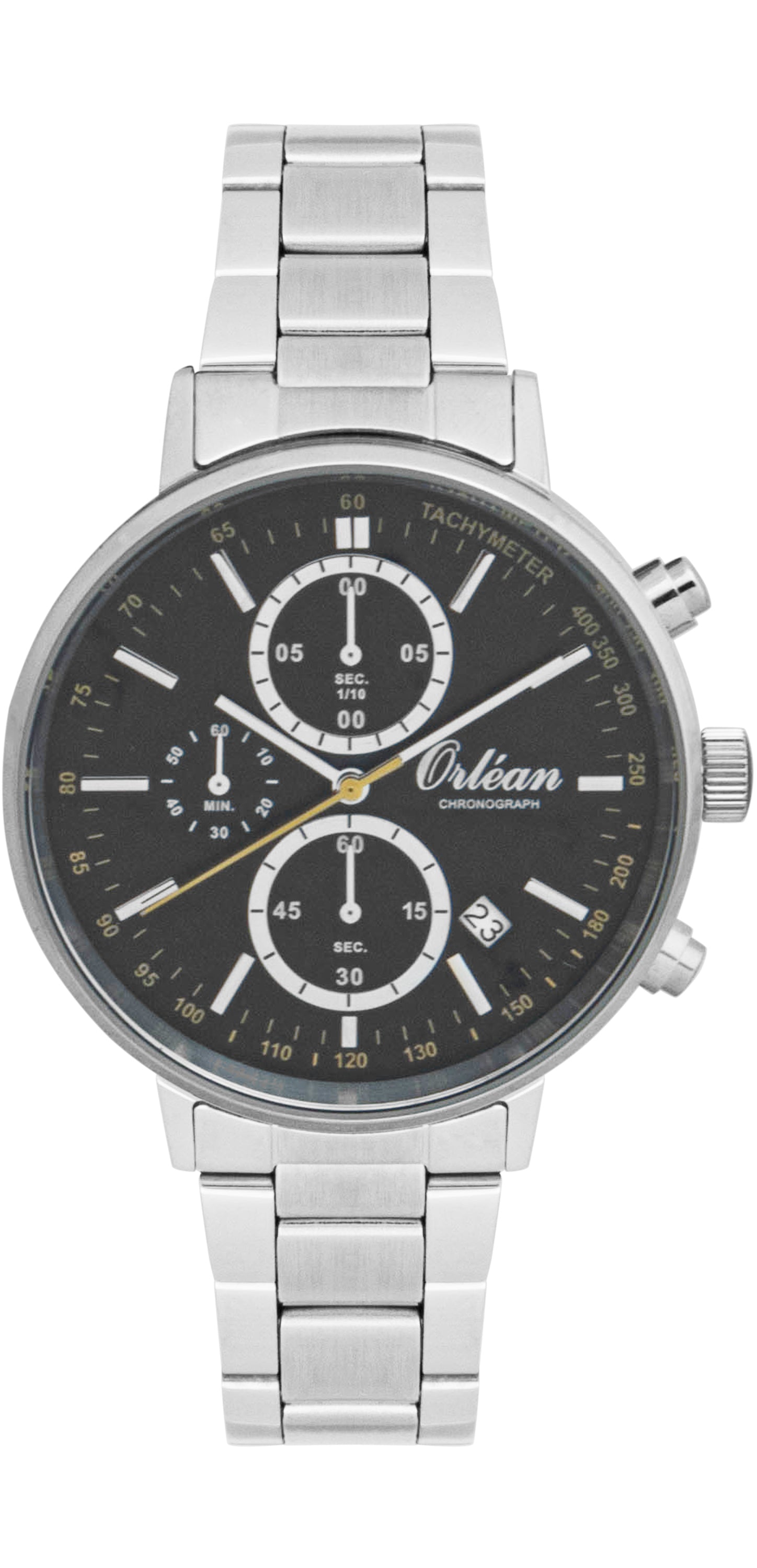 Orlean 40mm Steel Chronograph Silver / Black Dial | Black | ME3511 ...
