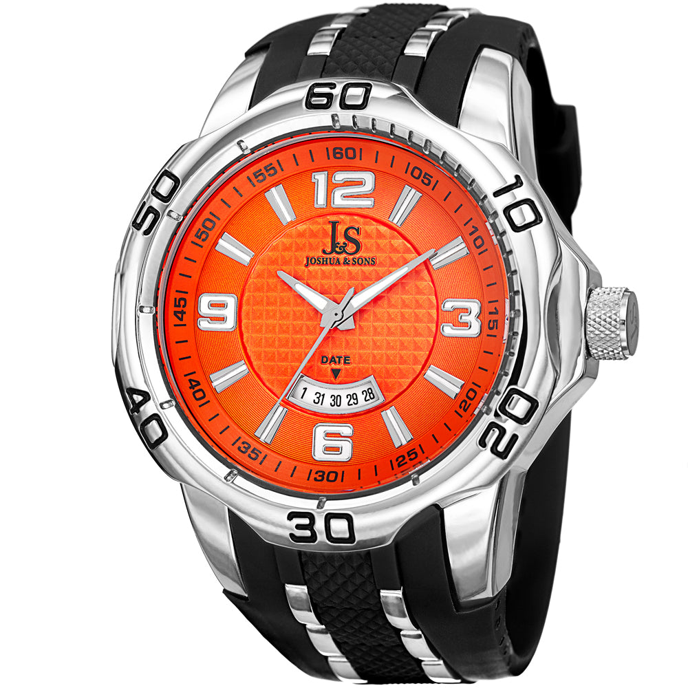 Tracer Milled Gear Bezel Record Dial Rubber Strap JX110 Orange | Orange ...